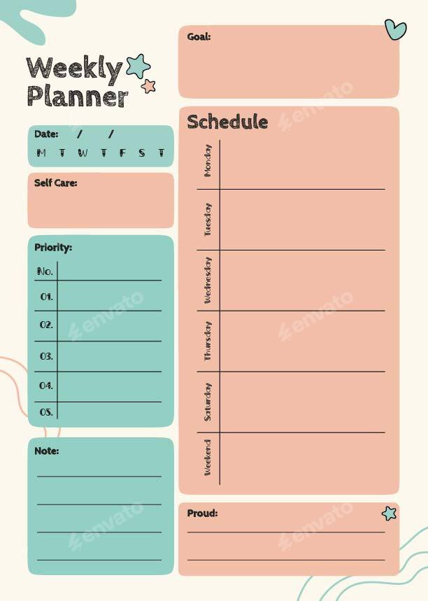 Daily & Weekly Planner, Print Templates | GraphicRiver