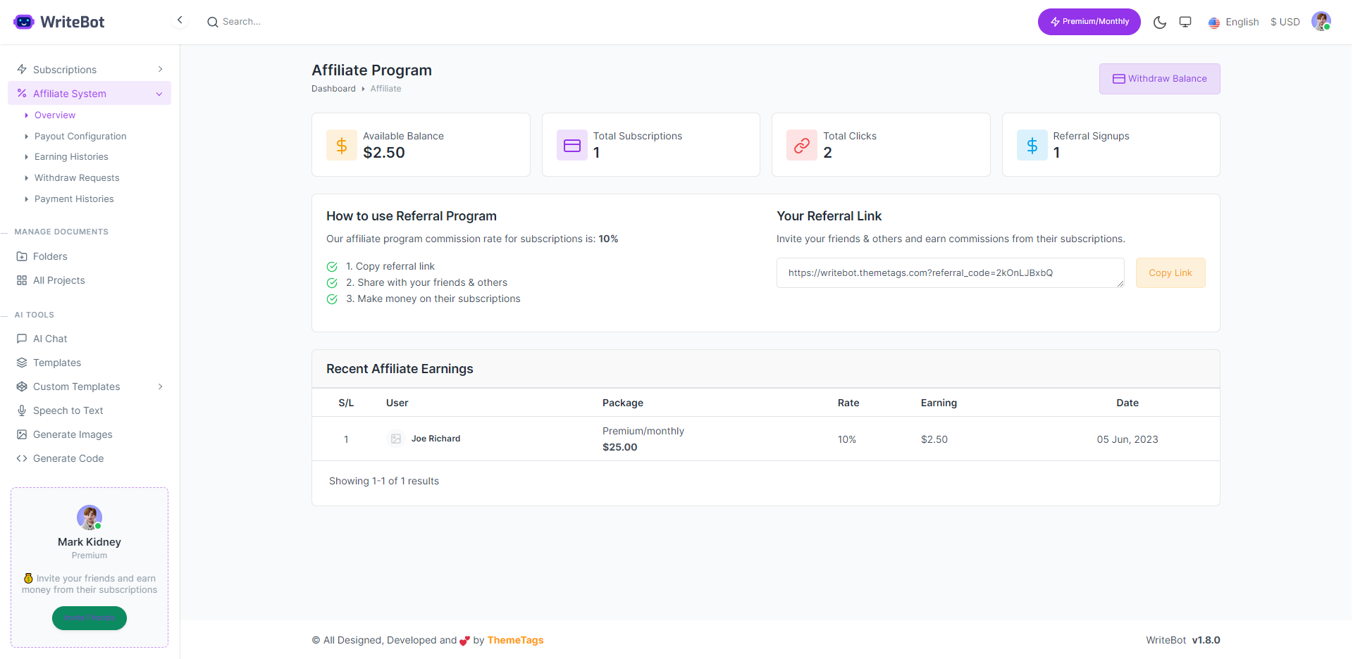 WriteBot - AI Content Generator SaaS Platform by ThemeTags | CodeCanyon