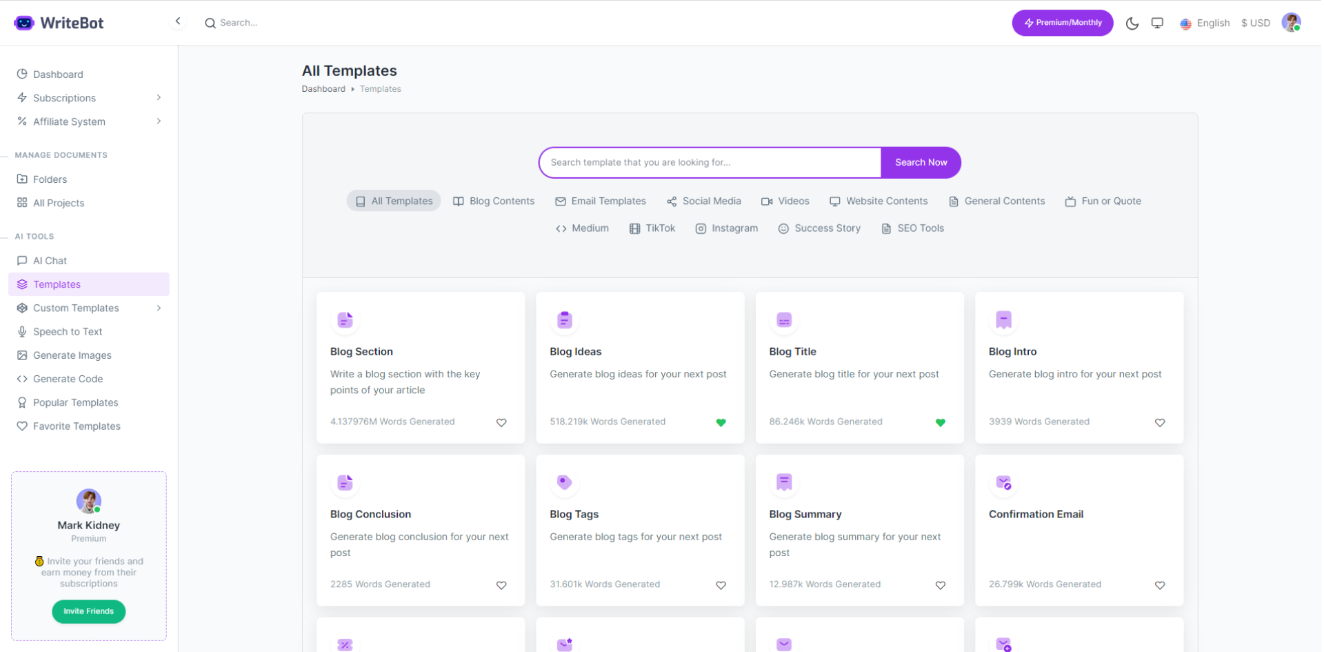 WriteBot - AI Content Generator SaaS Platform by ThemeTags | CodeCanyon