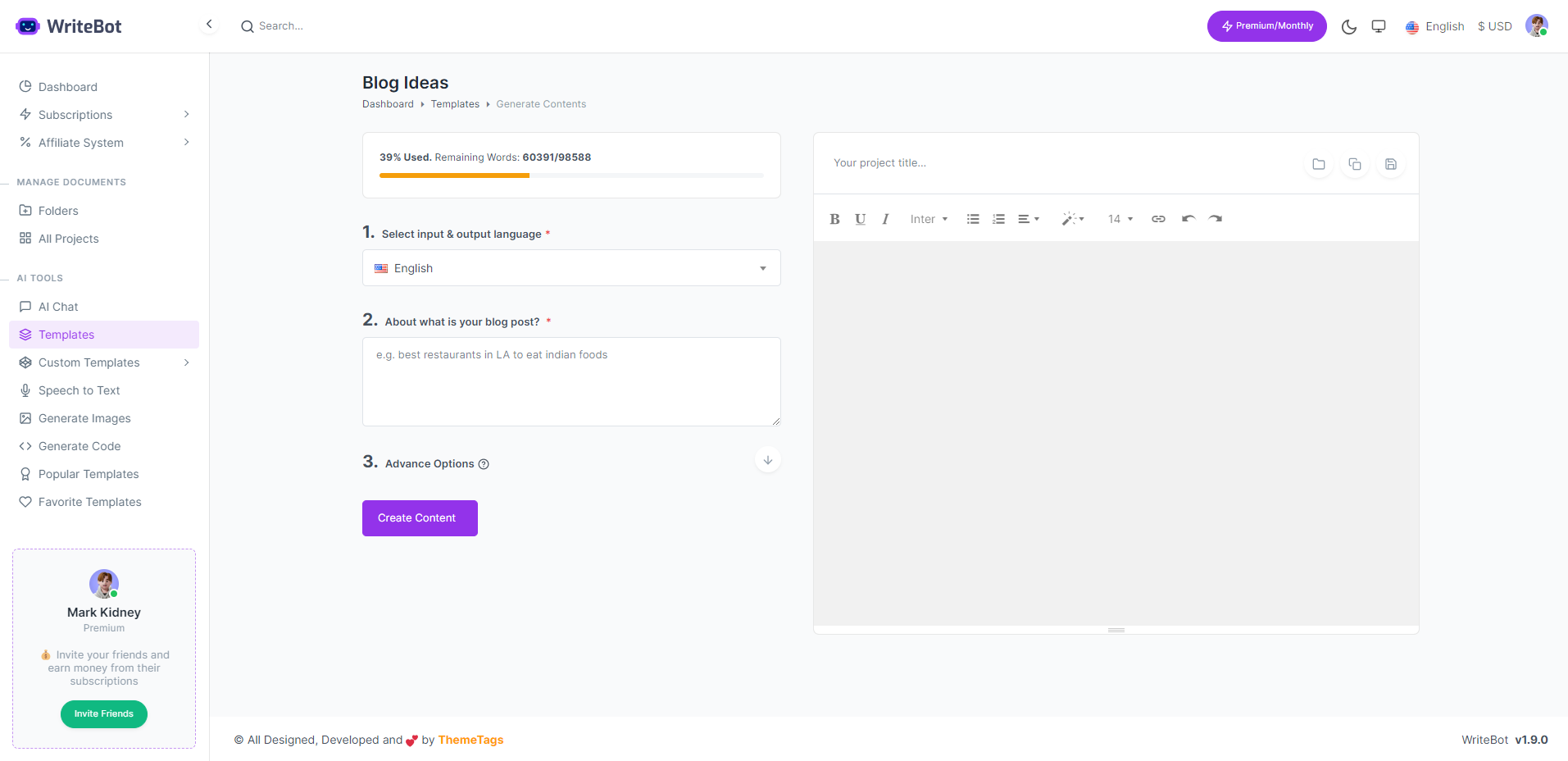 WriteBot - AI Content Generator SaaS Platform by ThemeTags | CodeCanyon