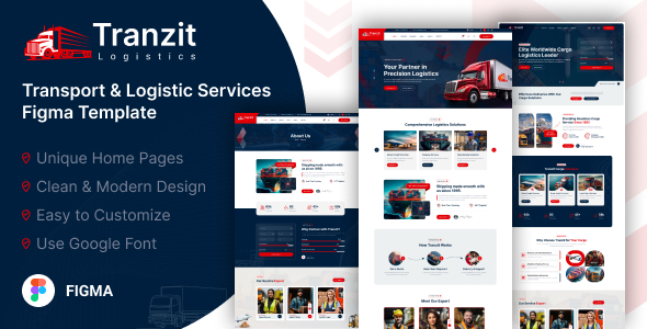 Tranzit – Transport & Logistic Services Figma Template by onertheme