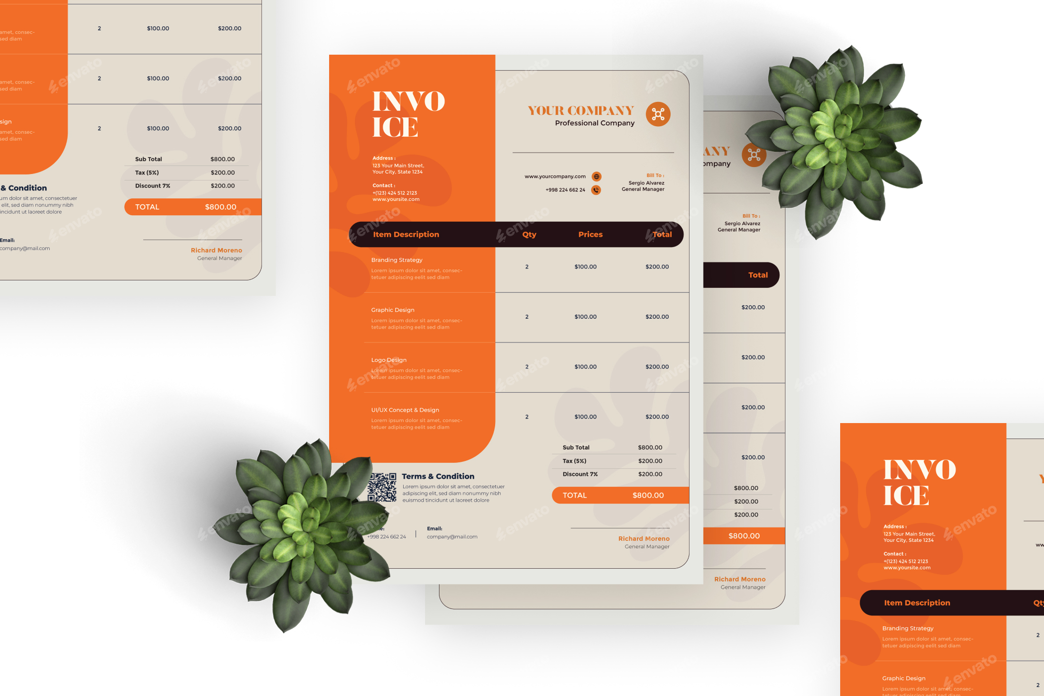 Flowra Orange - Invoice, Print Templates | GraphicRiver
