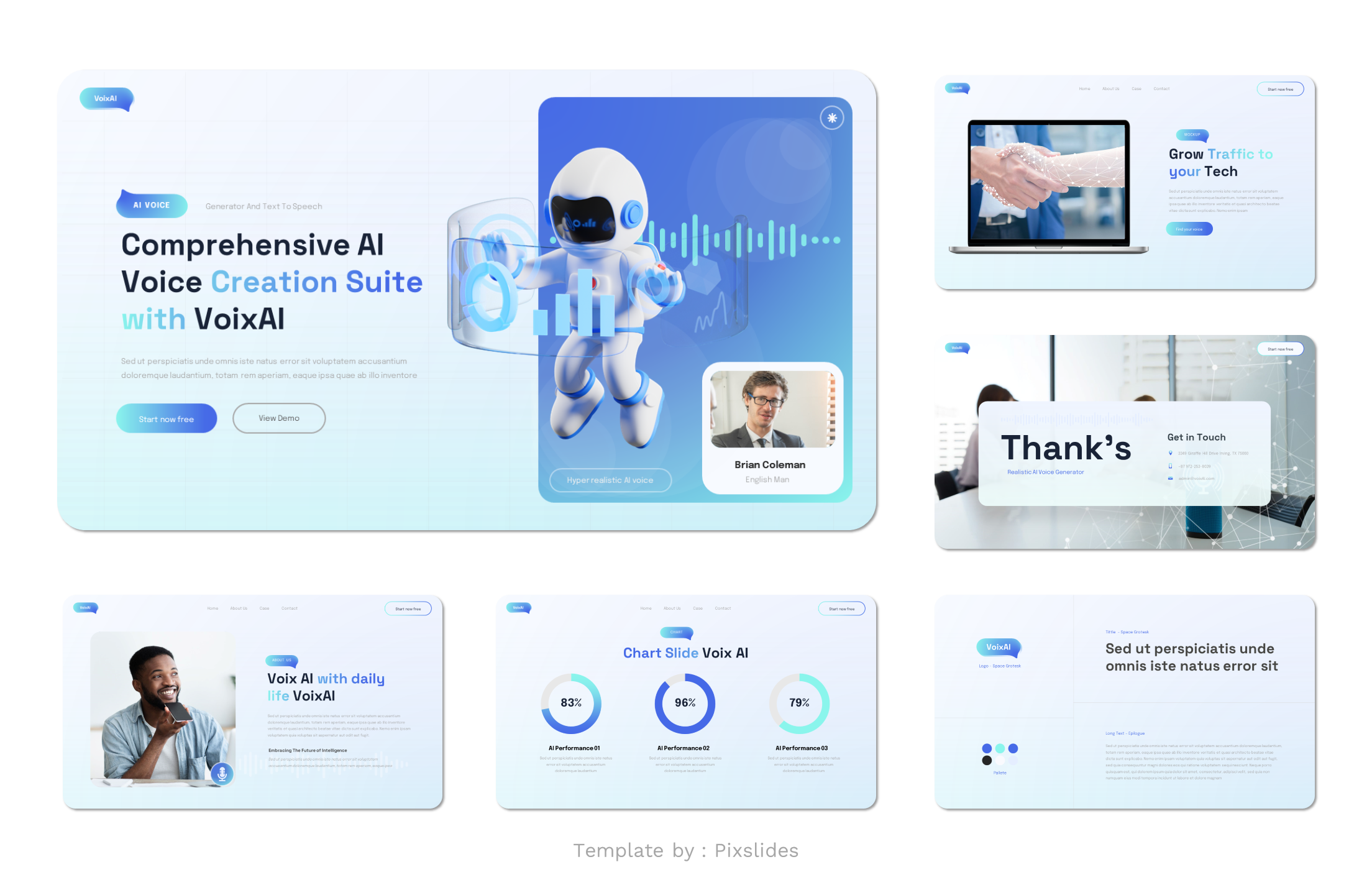 VoixAI - AI Voice PowerPoint Presentation Template, Presentation Templates