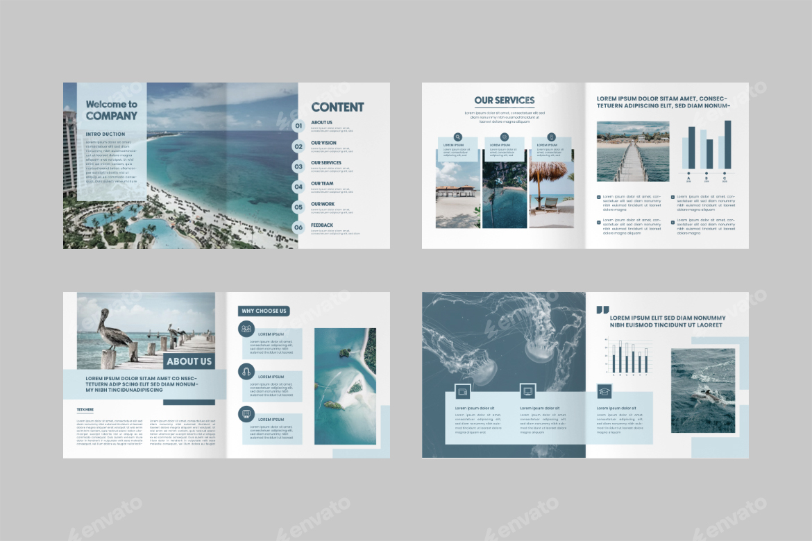 Square Travel Tour Tourism Agency Company Profile, Print Templates