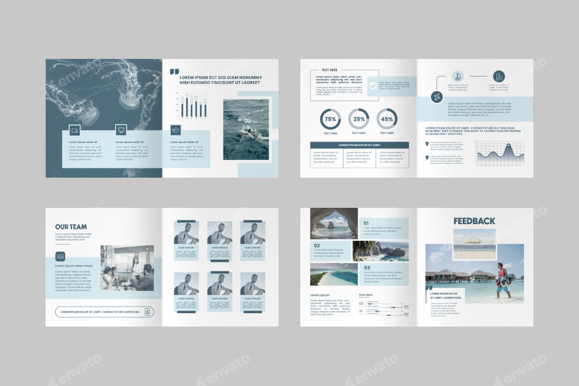 Square Travel Tour Tourism Agency Company Profile, Print Templates