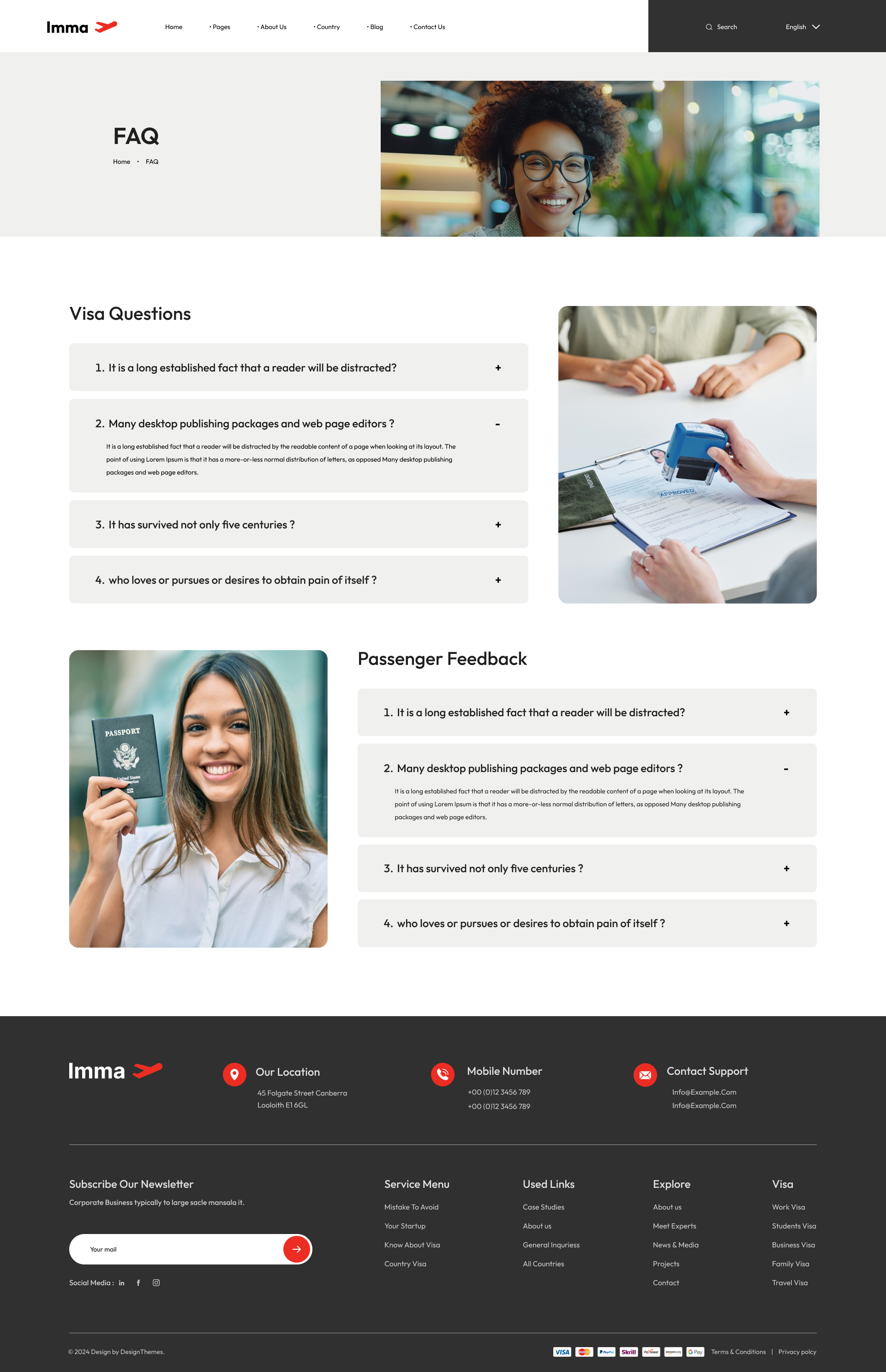 Imma - Immigration, Tour & Visa Consulting Services Website Figma Template by venusweb