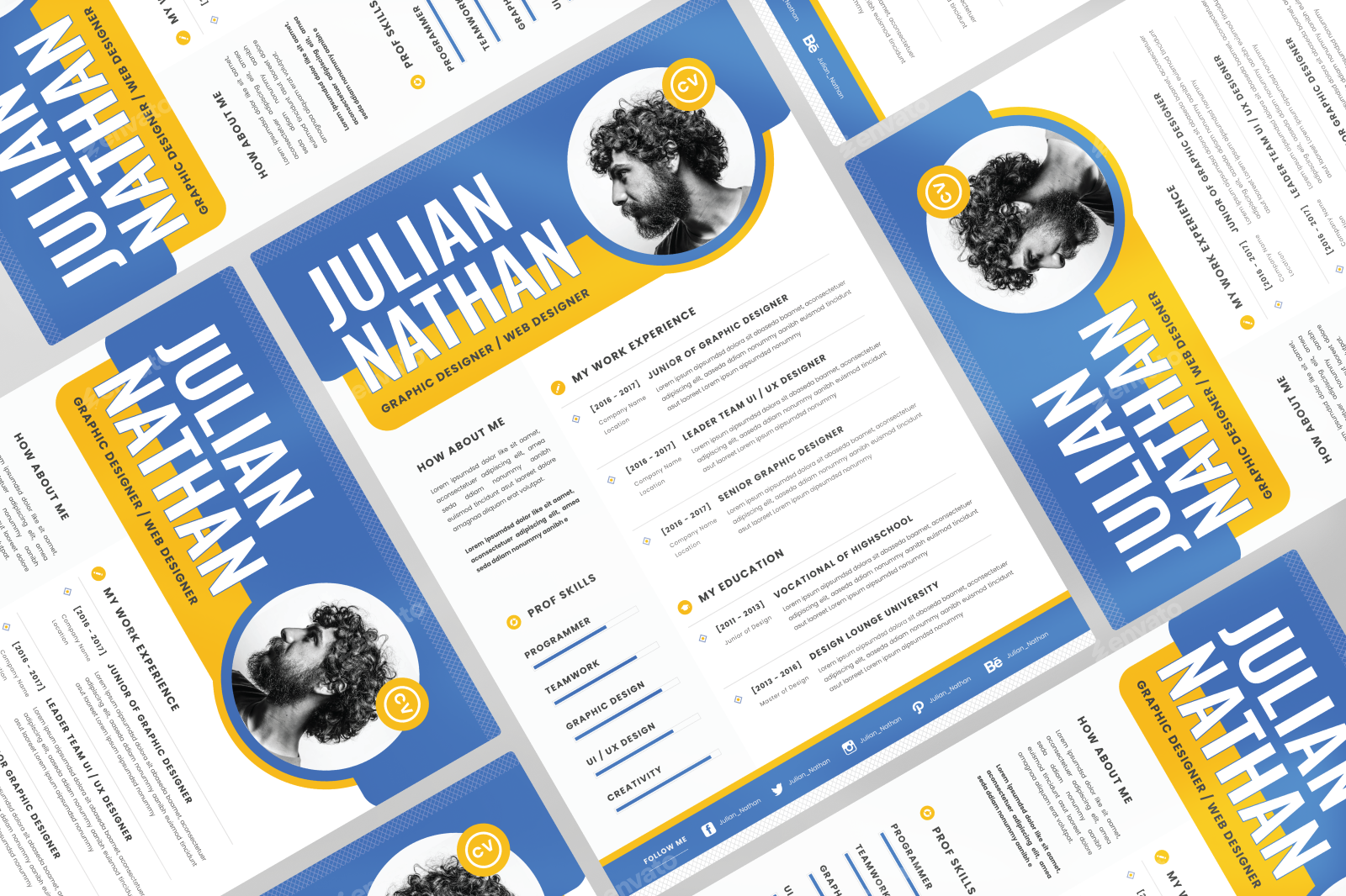 Modern CV Resume Graphic Designer, Print Templates | GraphicRiver