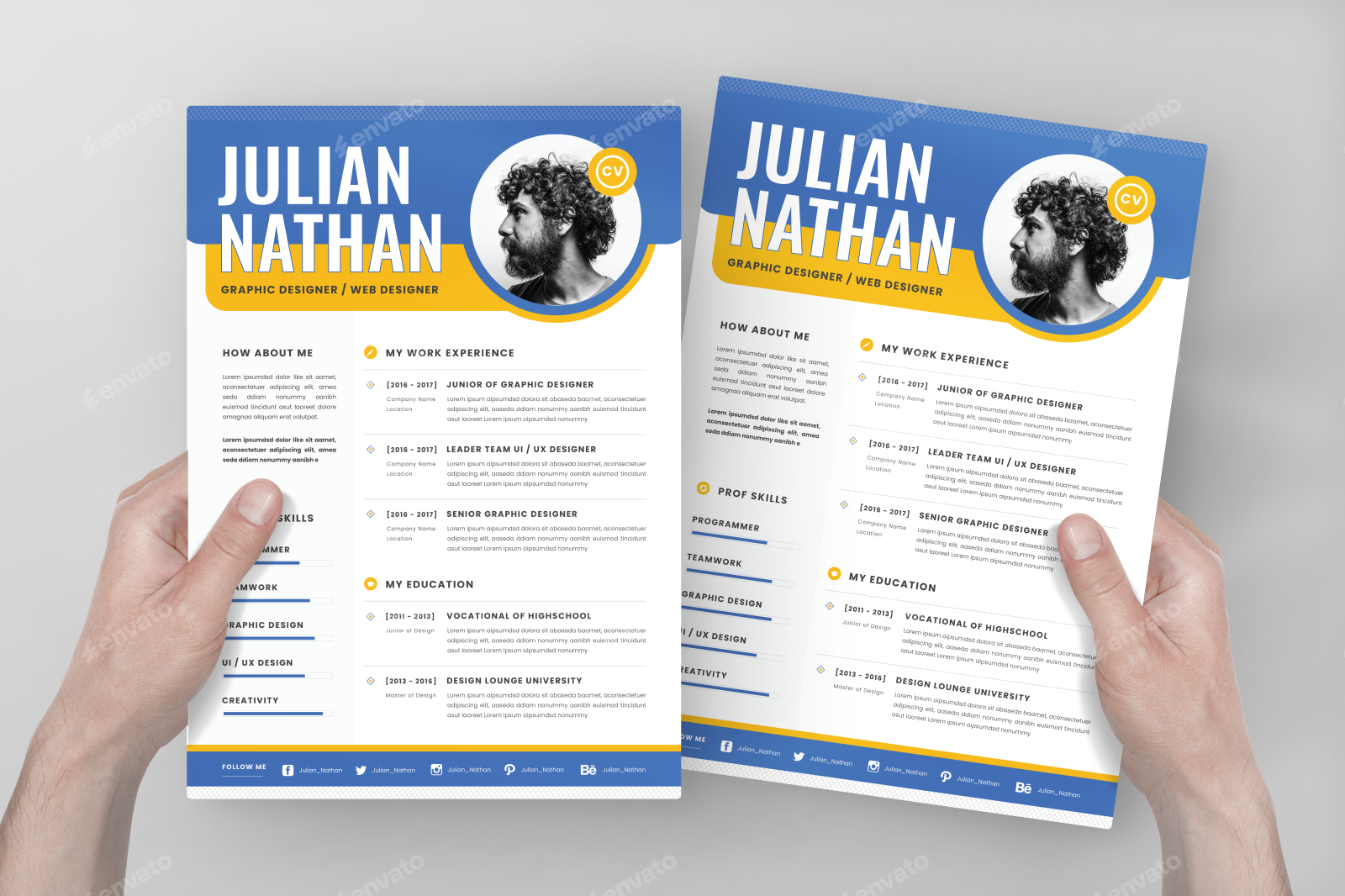 Modern CV Resume Graphic Designer, Print Templates | GraphicRiver