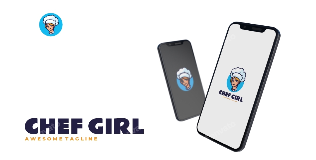 Chef Girl Mascot Cartoon Logo Template, Logo Templates | GraphicRiver