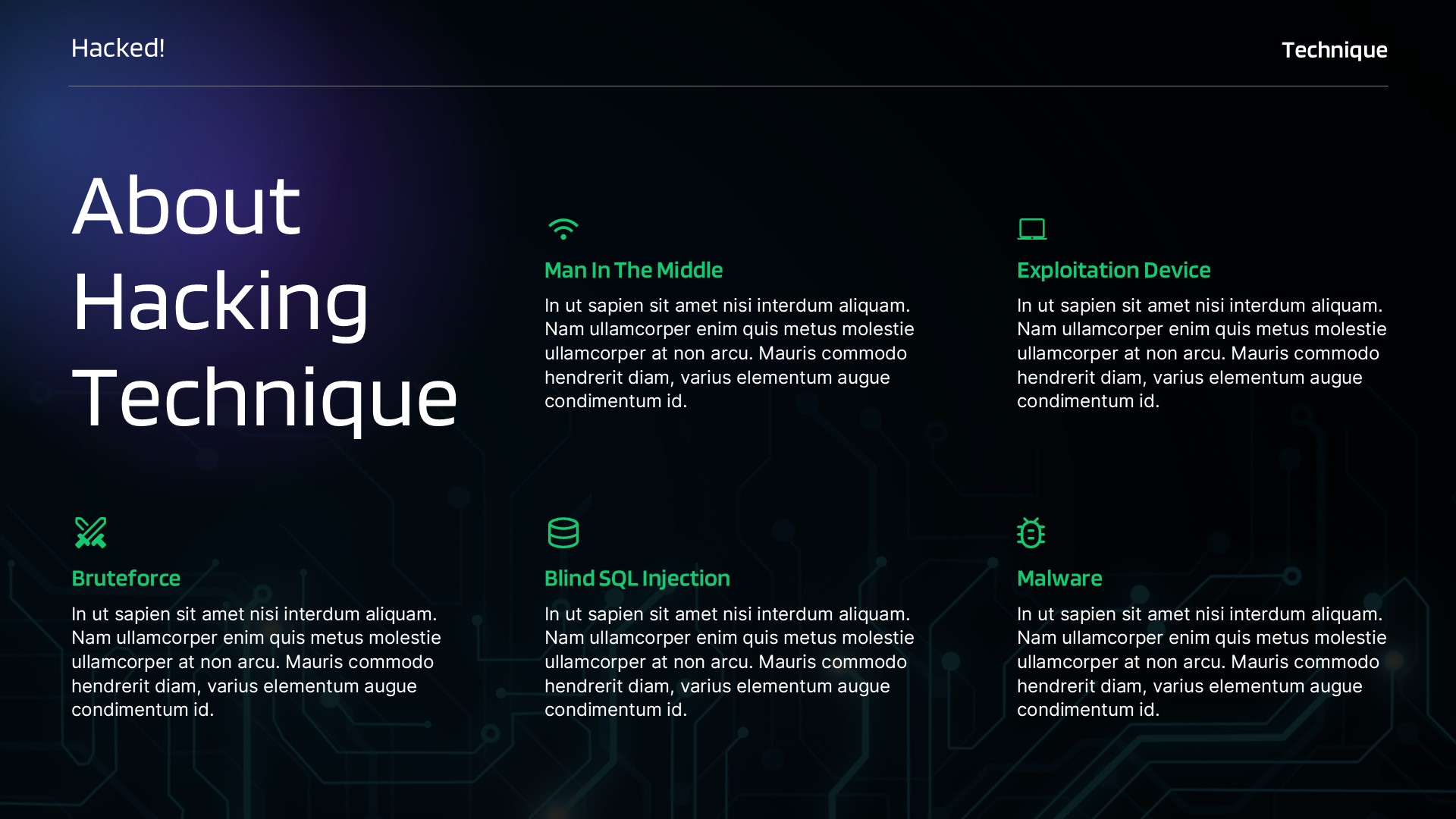 Hacked - Cyber Security Powerpoint Template, Presentation Templates