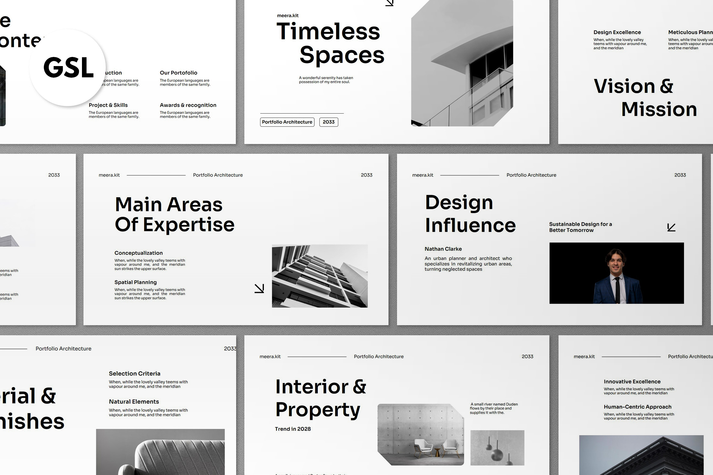 White Minimalist Architecture Portfolio Google Slide, Presentation ...