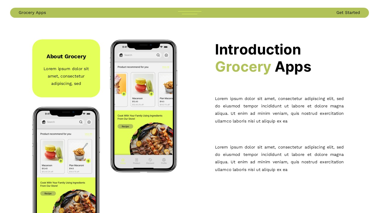 Grocery Apps - Mobile App Powerpoint Templates, Presentation Templates