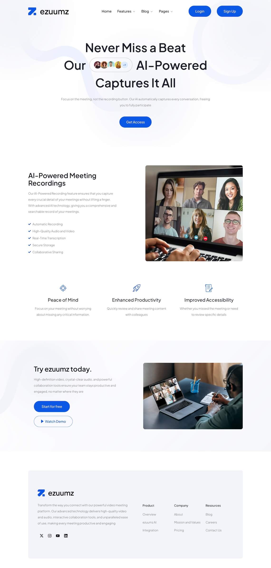 Ezuumz - Video Conferencing & Webinar App Elementor Template Kit by ...