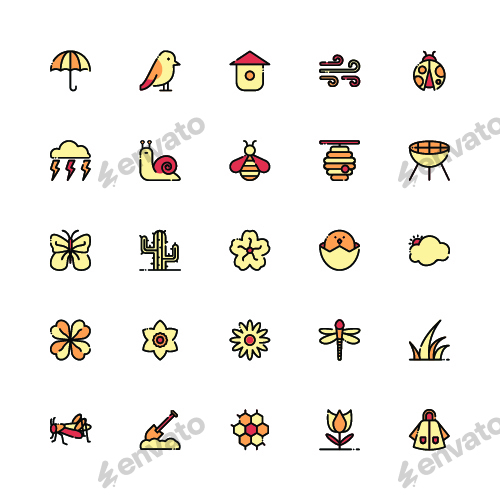 Spring Icon Set, Icons | GraphicRiver