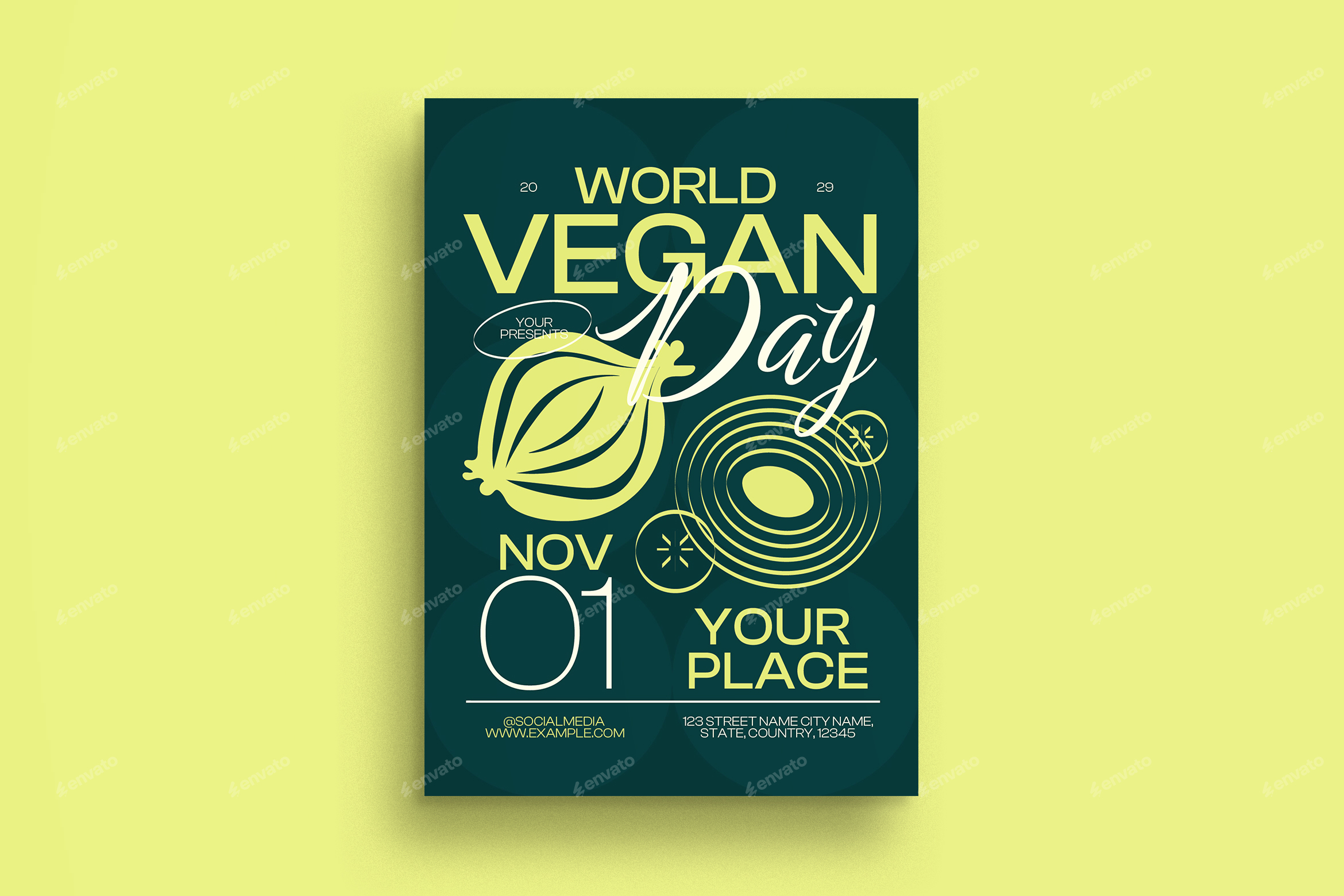 Green Flat Design World Vegan Day Flyer, Print Templates | GraphicRiver