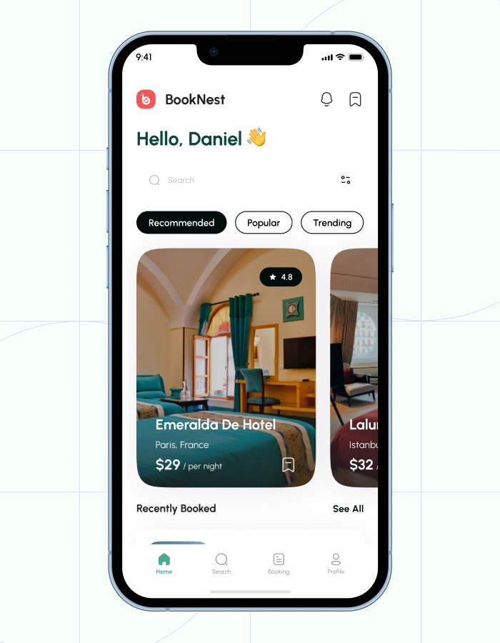 BookNest - Flutter Hotel Booking App UI Template | Figma Free by ...