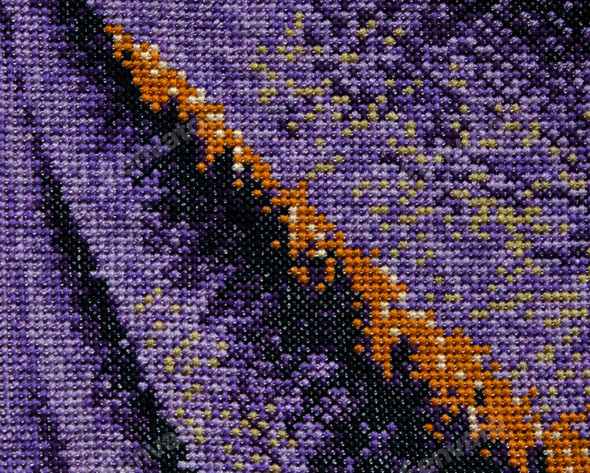Purple, violet and brown close-up cross stitch background. Abstract ...