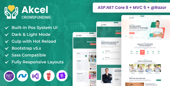 Akcel - Crowdfunding & Charity ASP.NET Core & MVC Bootstrap Template by ...