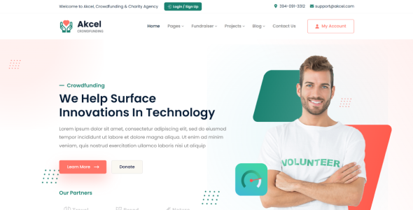 Akcel - Crowdfunding & Charity ASP.NET Core & MVC Bootstrap Template by DexignZone