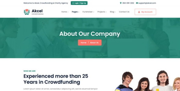 Akcel Crowdfunding And Charity Aspnet Core And Mvc Bootstrap Template By Dexignzone