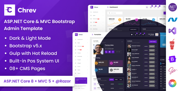 Chrev - ASP.NET Core & MVC Bootstrap Admin Dashboard Template by DexignZone