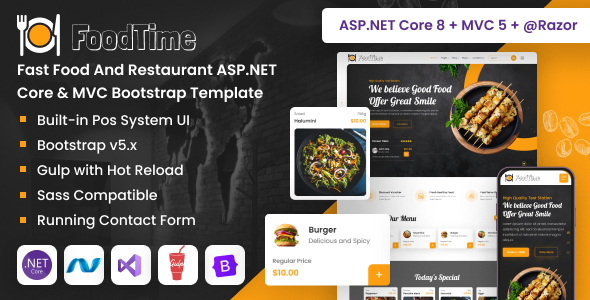 FoodTime - Fast Food And Restaurant ASP.NET Core & MVC Bootstrap ...
