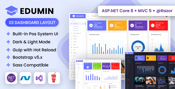 Edumin - ASP.NET Core & MVC Education Admin Dashboard Template by dexignlabs