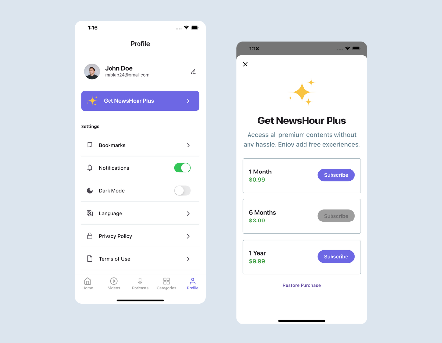 News Hour - Flutter News App for Android & iOS with Admin Panel by mrblab