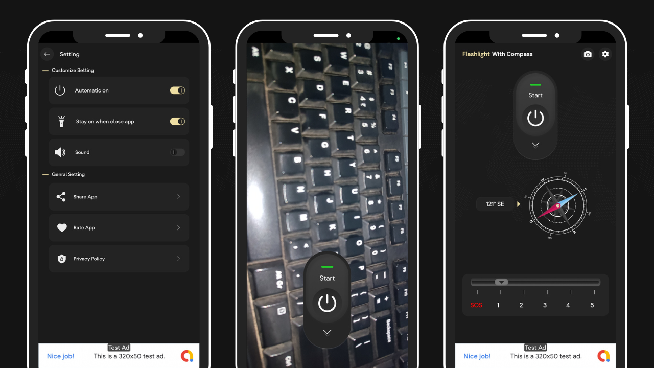 Flashlight With Compass with AdMob Ads Android by MJAppsStudio | CodeCanyon