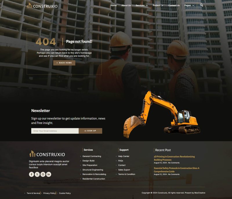 Construxio - Construction & Building Company Elementor Pro Template Kit ...