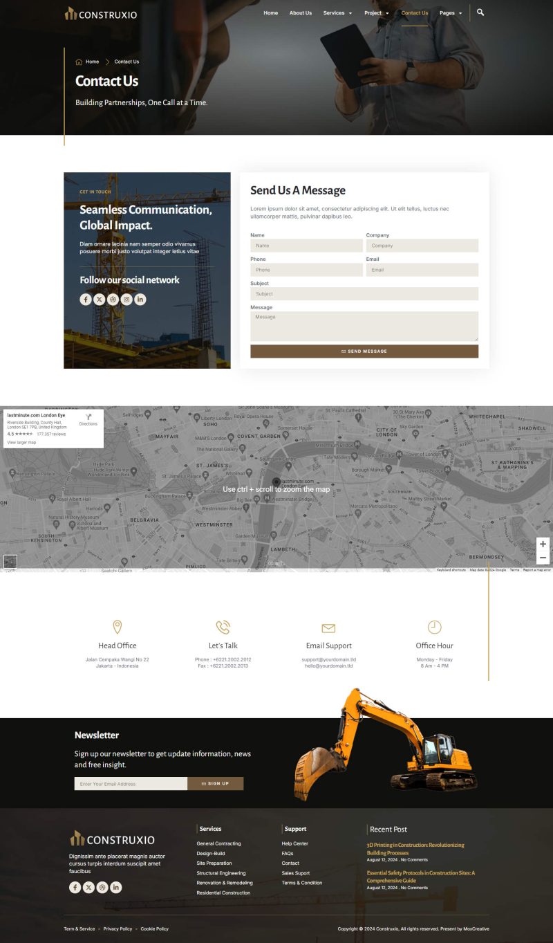 Construxio - Construction & Building Company Elementor Pro Template Kit ...