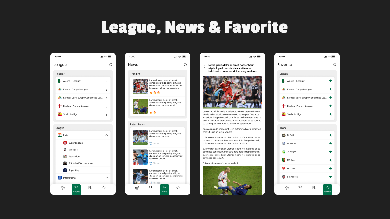 Soccer Live Scores App | React Native Mobile App Template | Teams ...