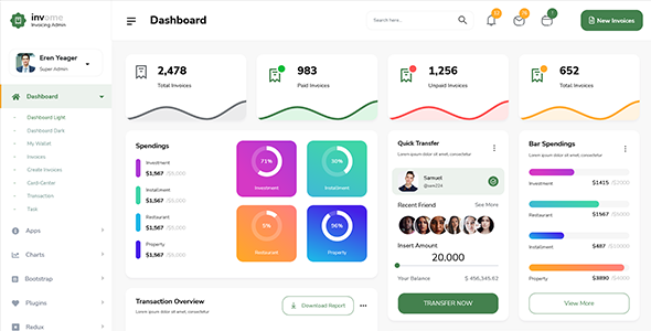 Invome - React (Vite) Invoicing Admin Dashboard Template by dexignlabs