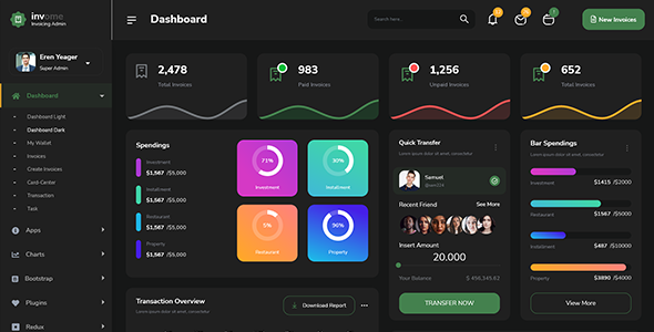 Invome - React (Vite) Invoicing Admin Dashboard Template by dexignlabs