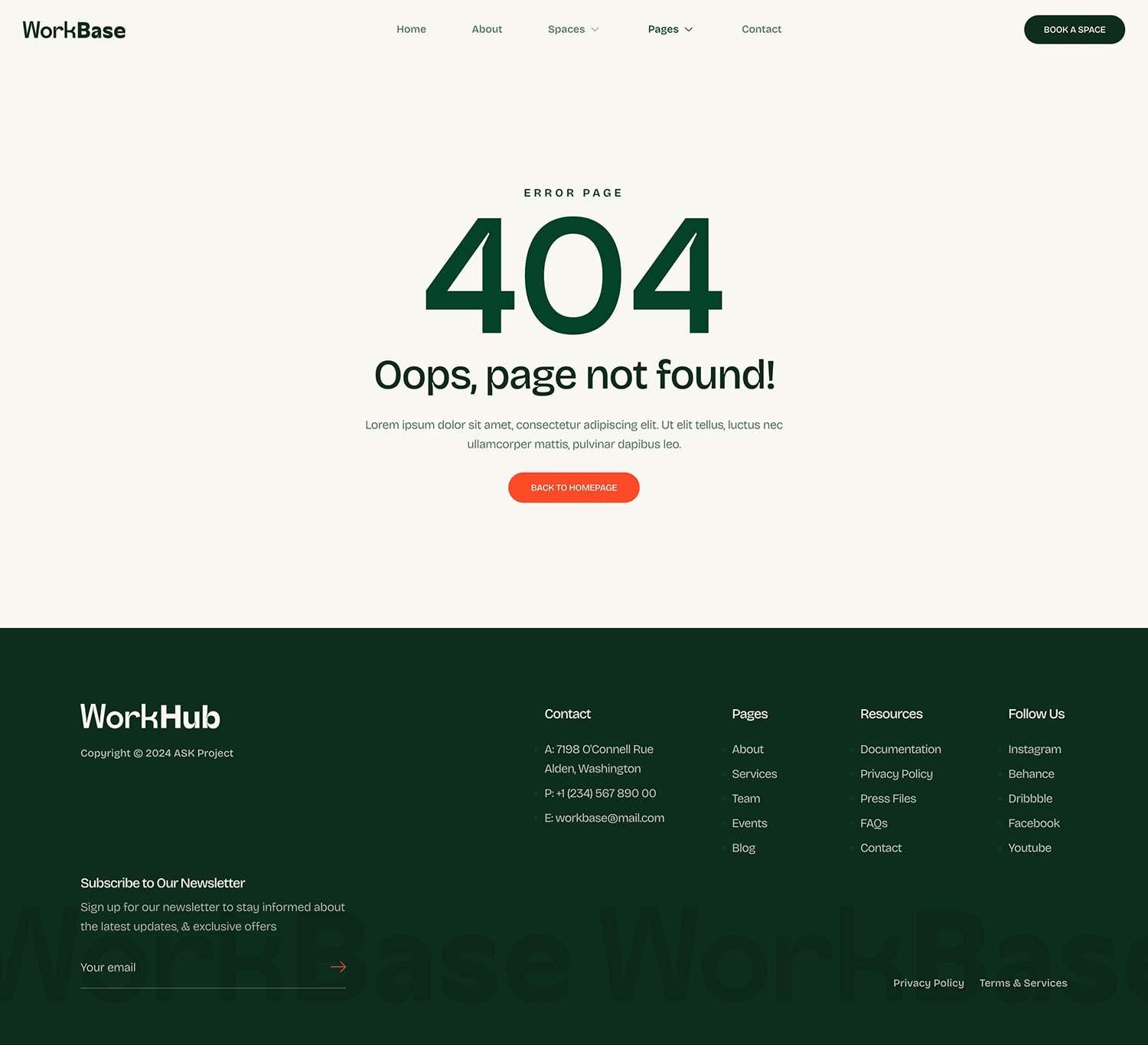 WorkBase - Coworking & Creative Space Elementor Template Kit by askproject