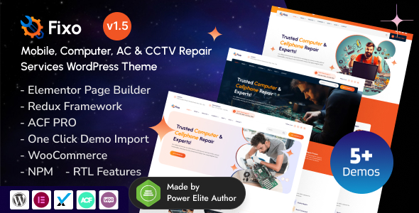 Fixo - Mobile & Computer Repair Services Elementor WordPress Theme by EnvyTheme