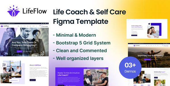 Lifeflow - Life Coach & Self Care Figma Template by BizanTheme | ThemeForest