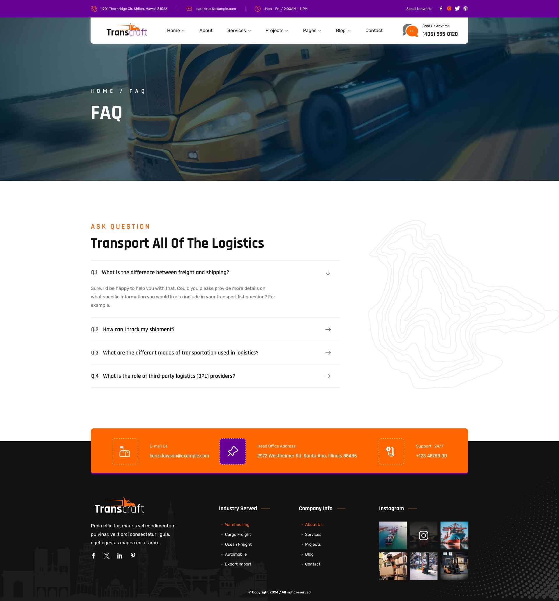Transcraft-Transport & Logistics Services Figma Template by valorwide