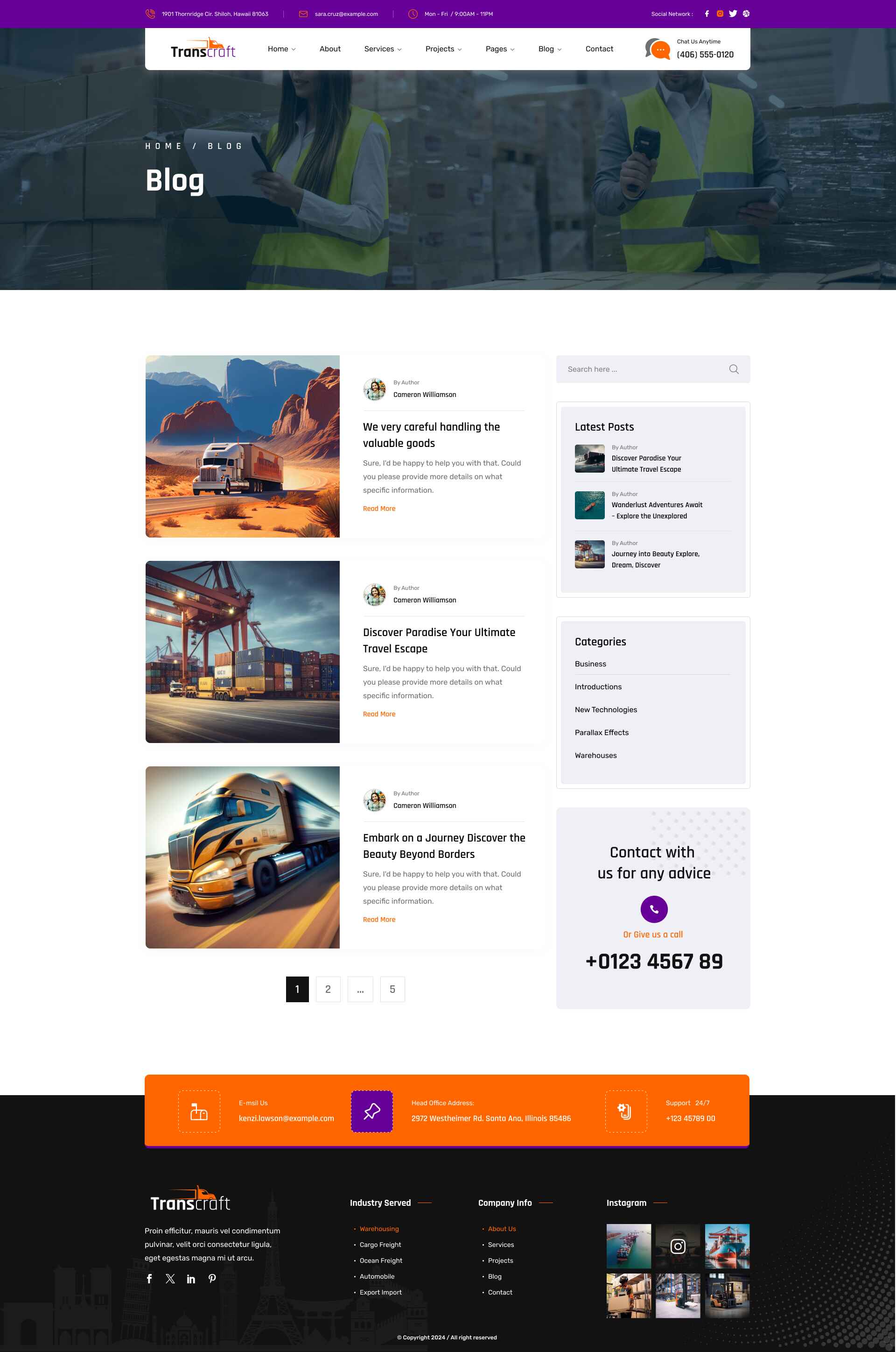 Transcraft-Transport & Logistics Services Figma Template by valorwide