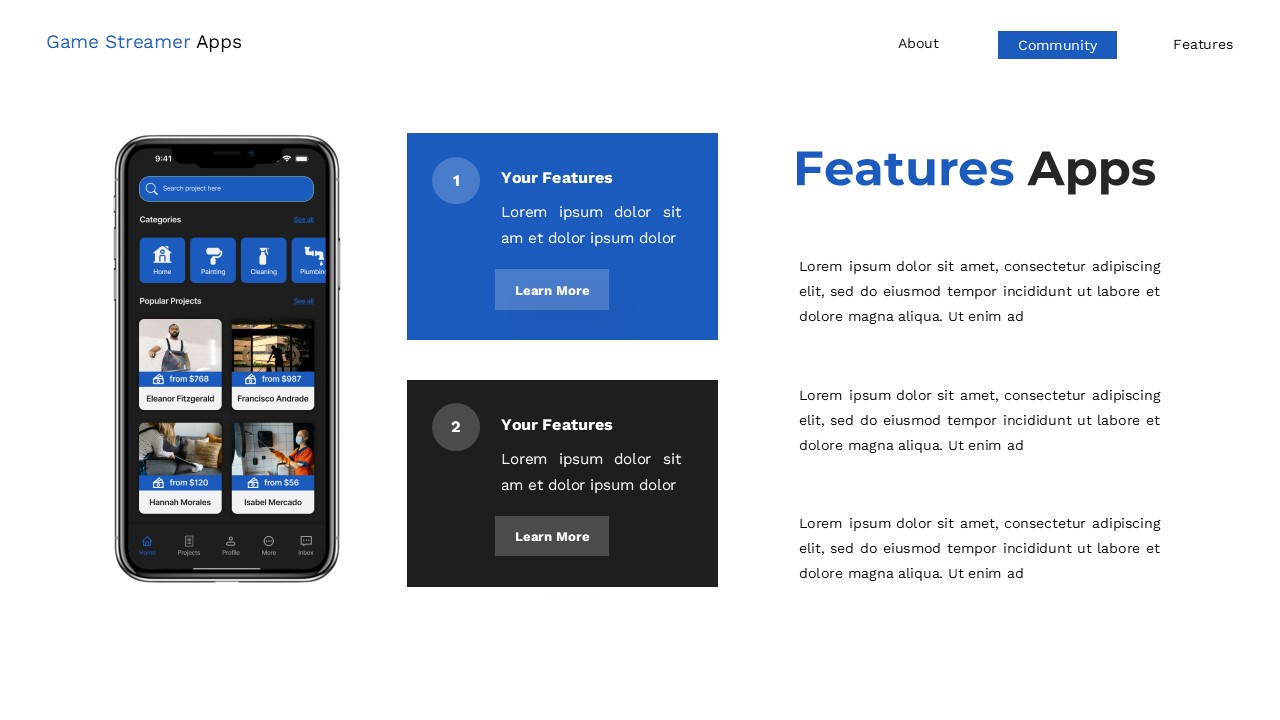 Game Streamer Apps - Mobile App & Saas Google Slide Templates ...