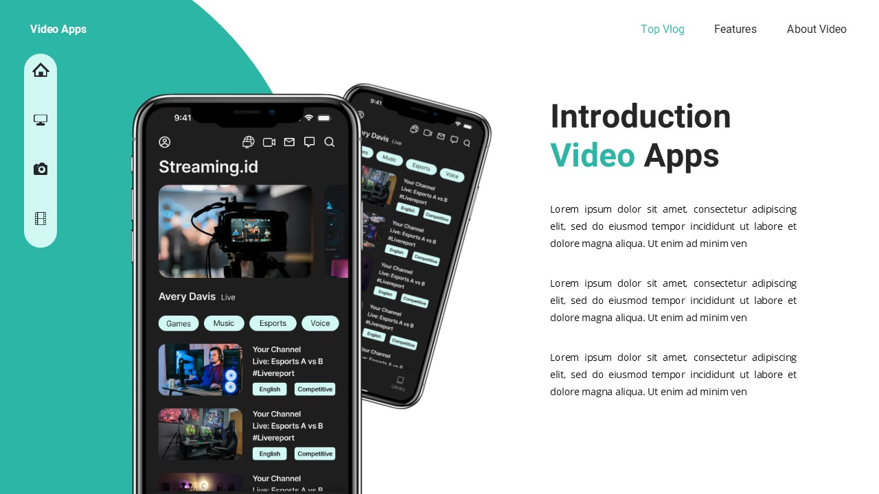 Video Apps - Mobile App & Saas Powerpoint Templates, Presentation Templates
