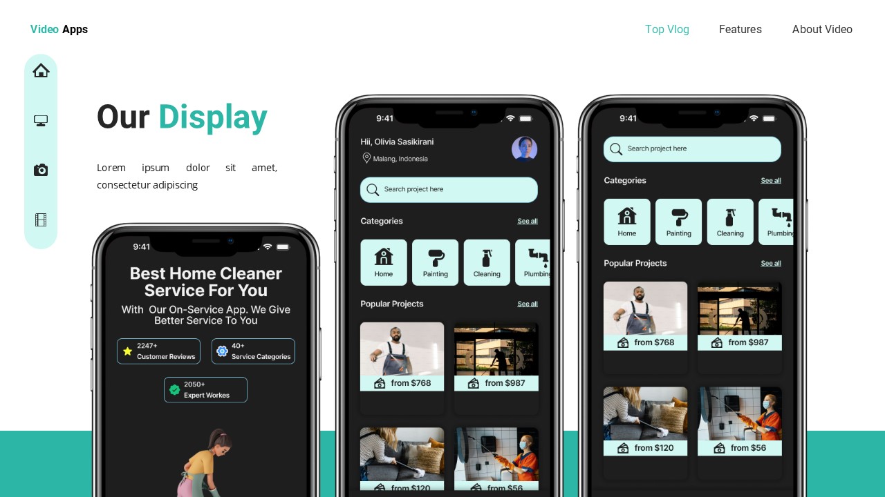 Video Apps - Mobile App & Saas Powerpoint Templates, Presentation Templates