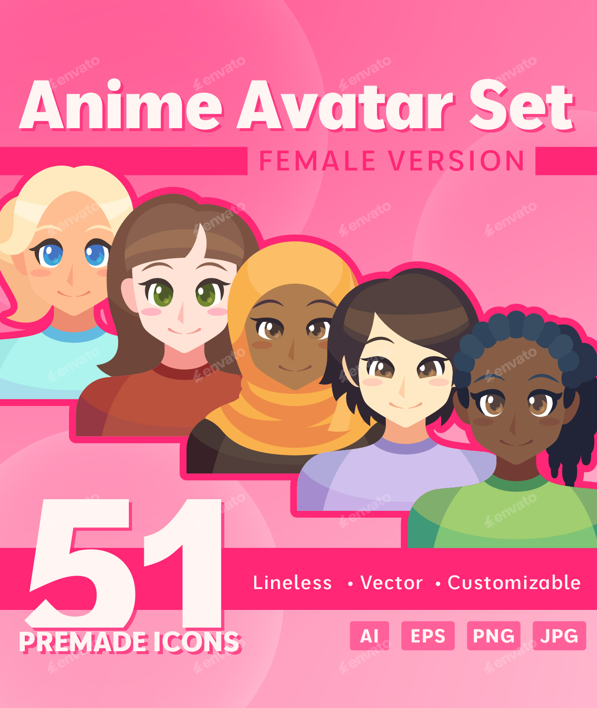 Diverse Female Avatar Profile Pictures - Anime Style, Graphics ...