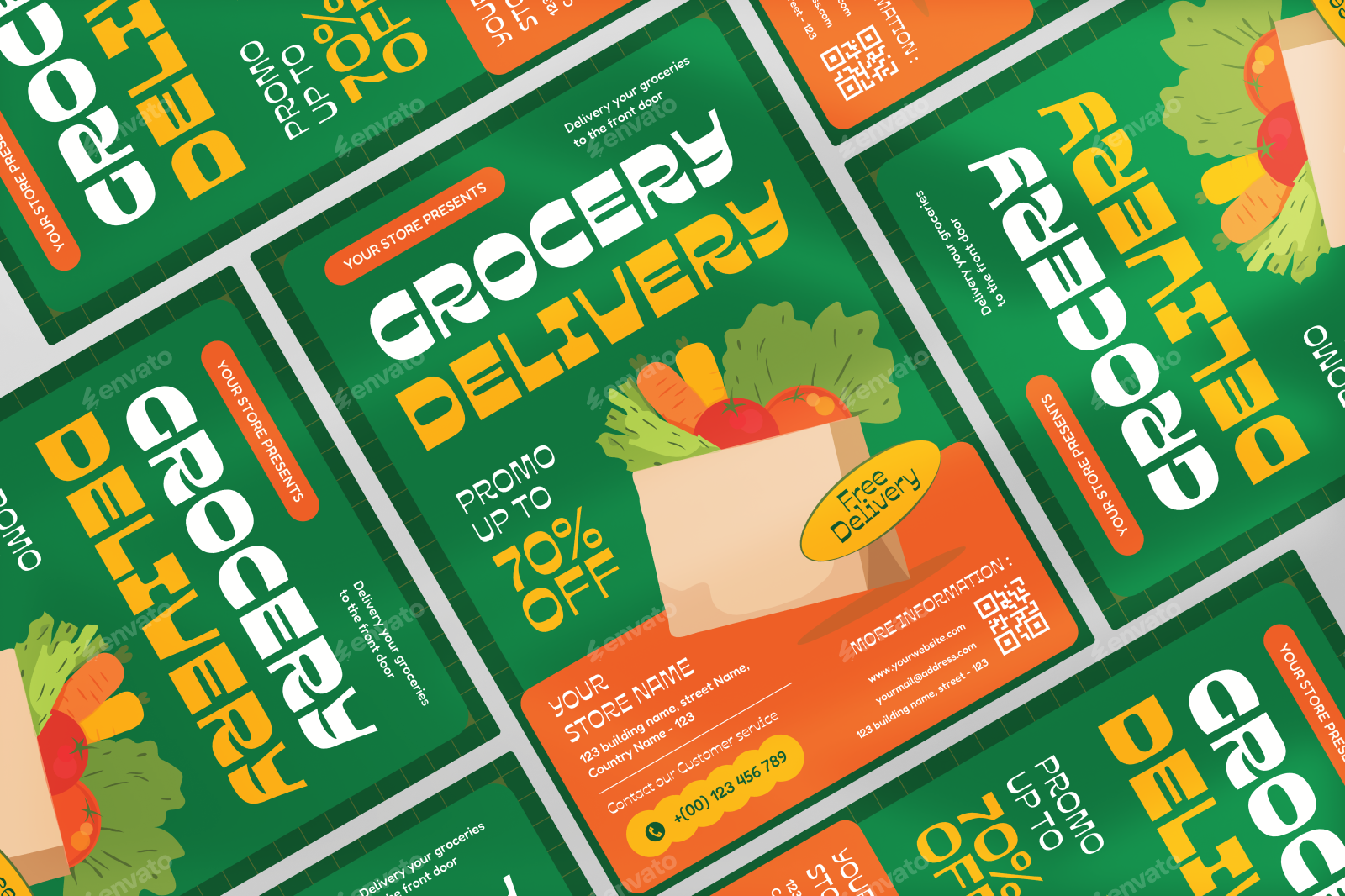 Grocery Delivery Flyer, Print Templates | GraphicRiver