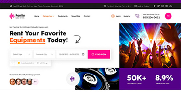 Renity - Multipurpose Rental Marketplace by TM_Colors | ThemeForest