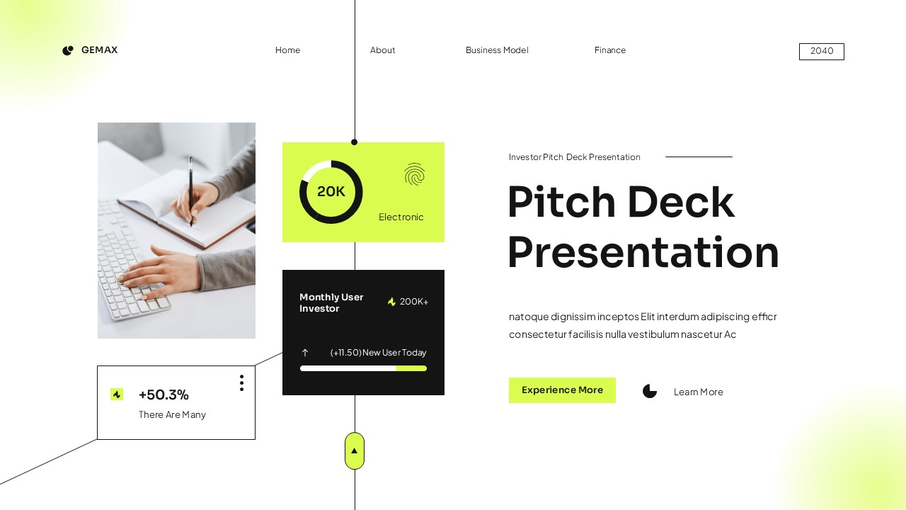 White Black Lime Creative UI UX Pitch Deck Keynote, Presentation Templates
