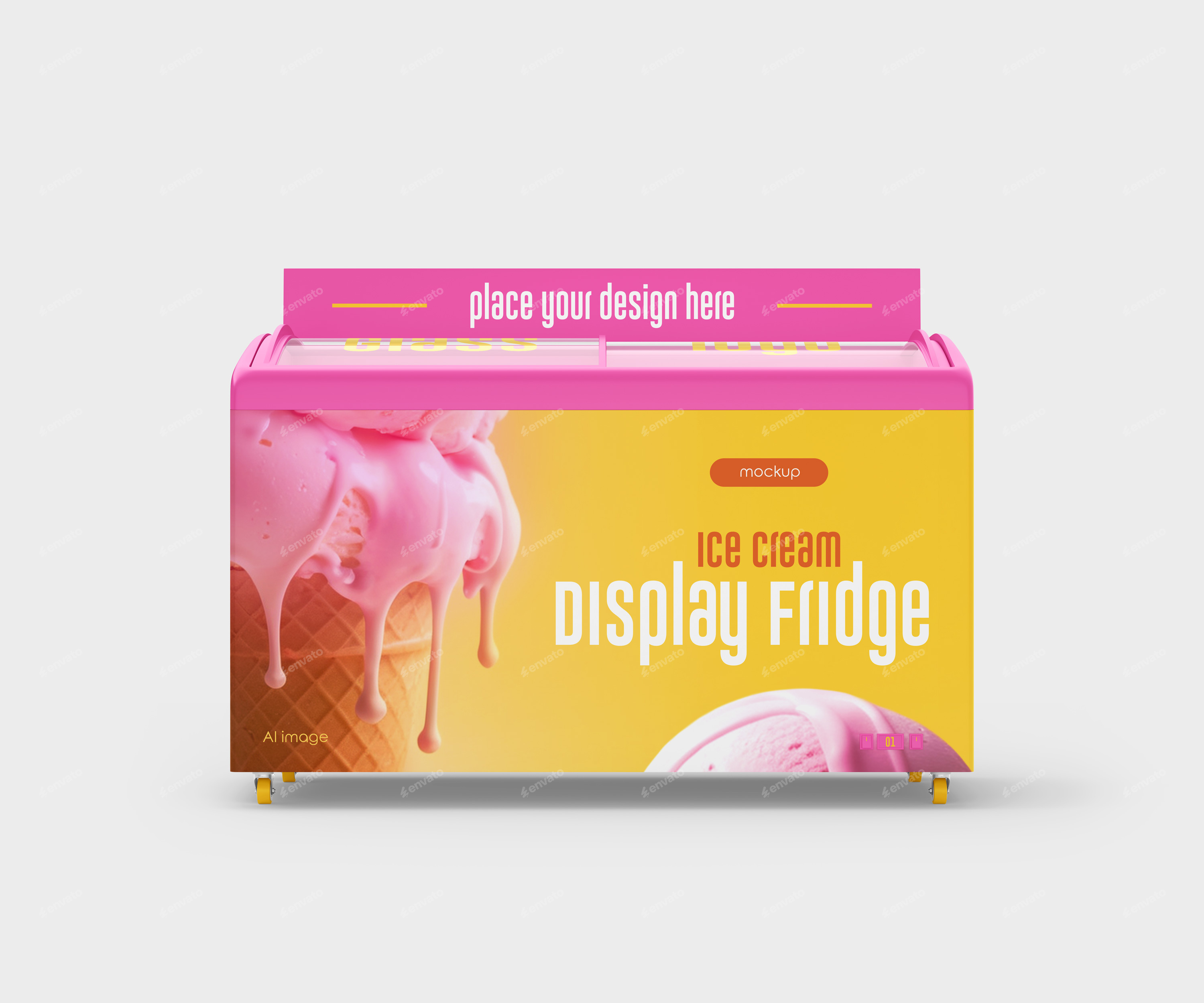 Ice Cream Display Fridge Mockup Set, Graphics | GraphicRiver