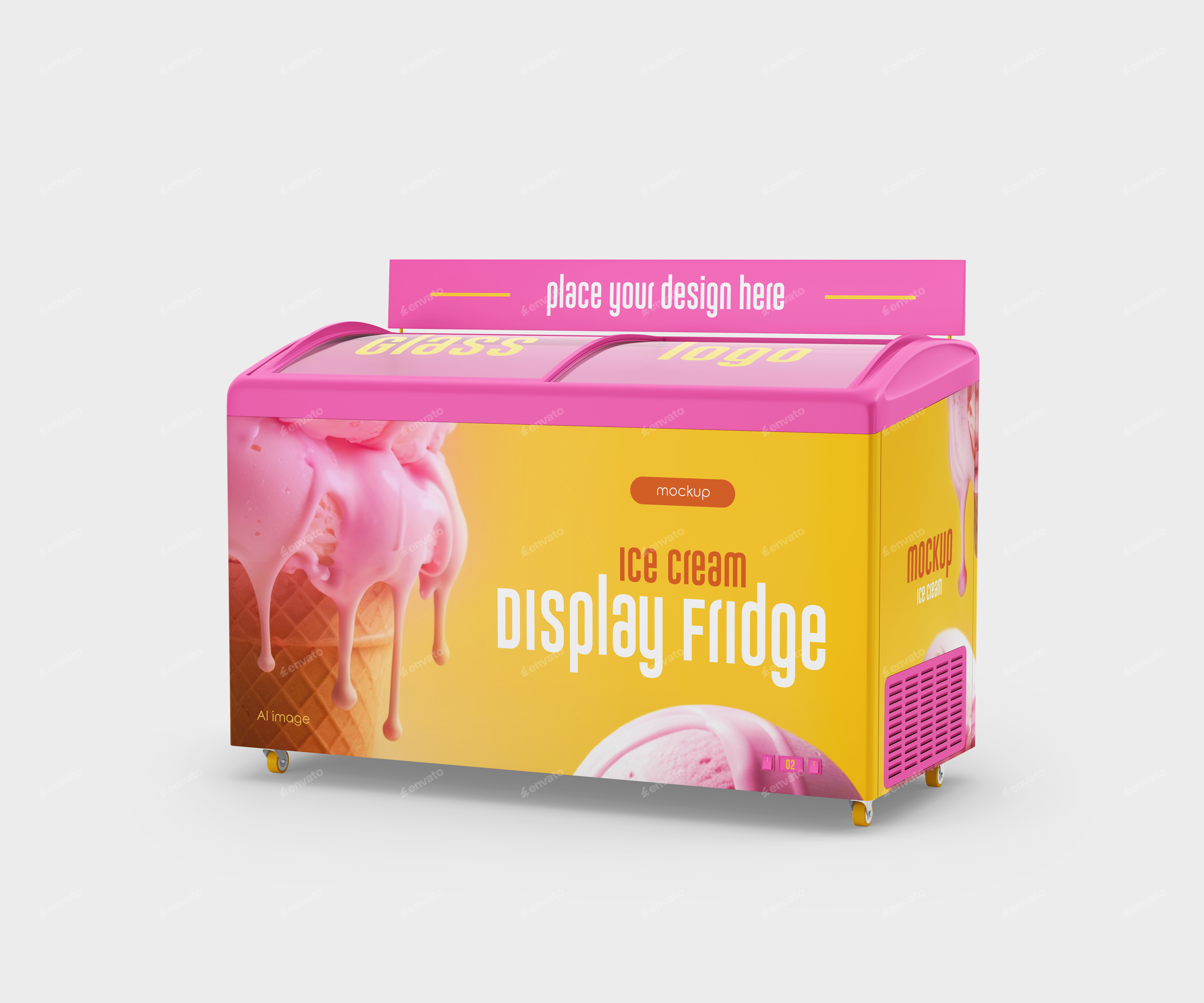 Ice Cream Display Fridge Mockup Set, Graphics | GraphicRiver