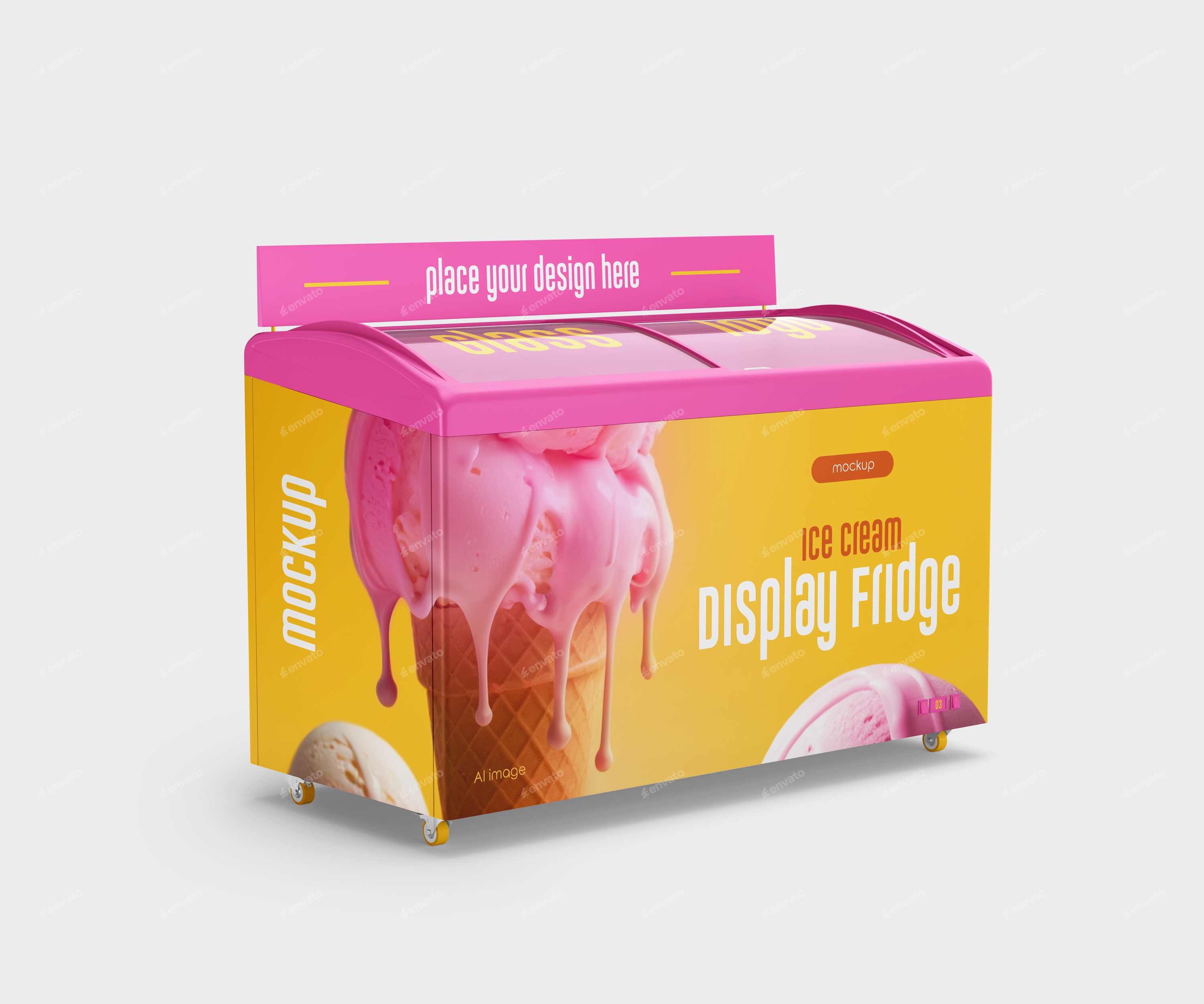 Ice Cream Display Fridge Mockup Set, Graphics | GraphicRiver