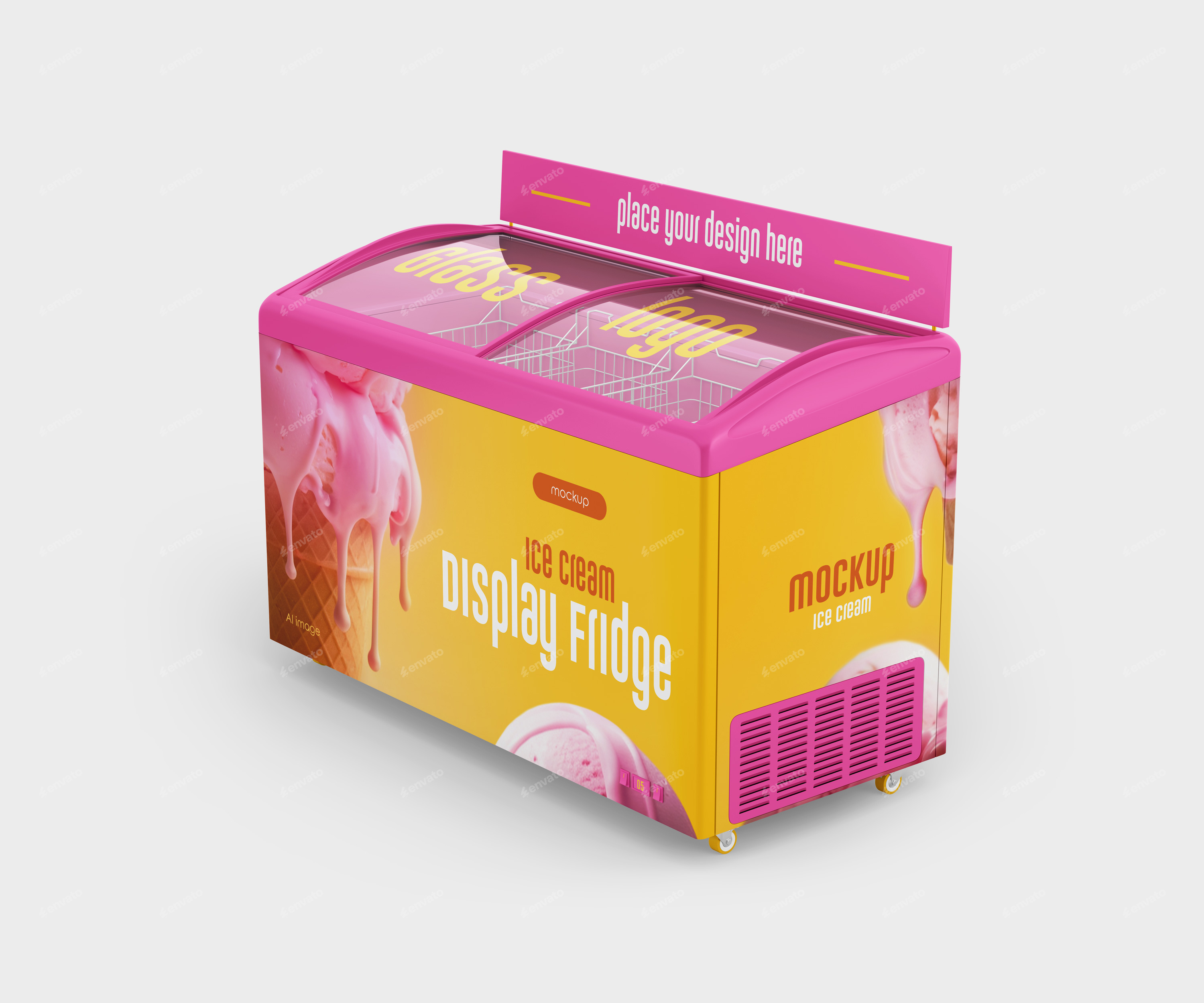 Ice Cream Display Fridge Mockup Set, Graphics | GraphicRiver